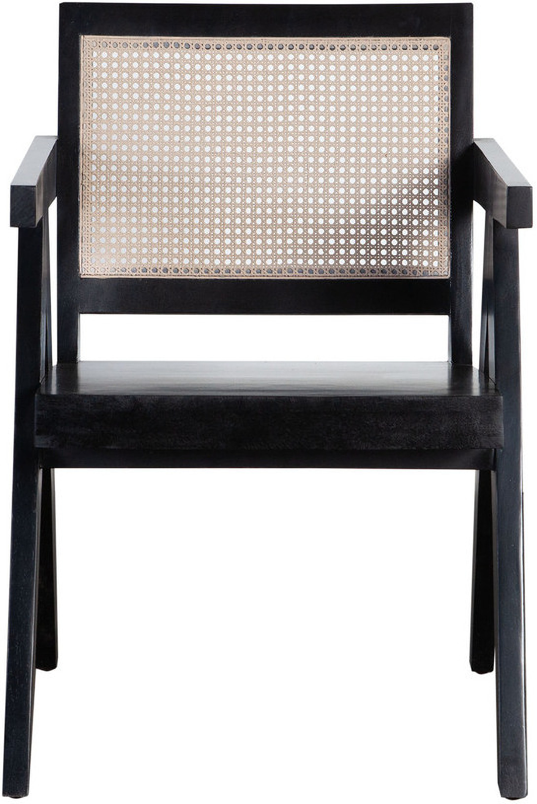 Carter Dining Chair In Solid Wood Frame In Black Finish With Natural ...
