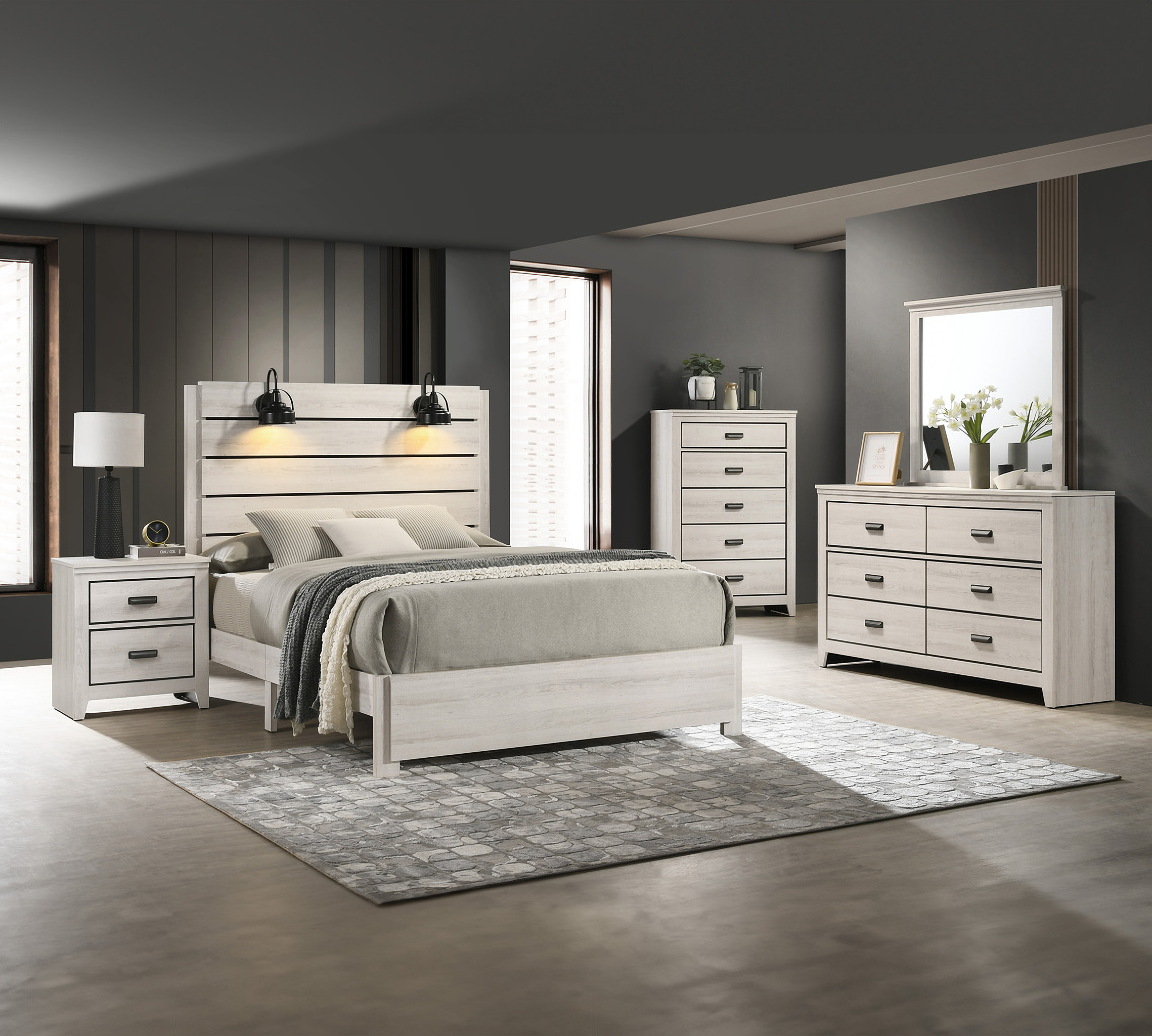 Carter Platform Bedroom Set In White by Crown Mark | 1StopBedrooms