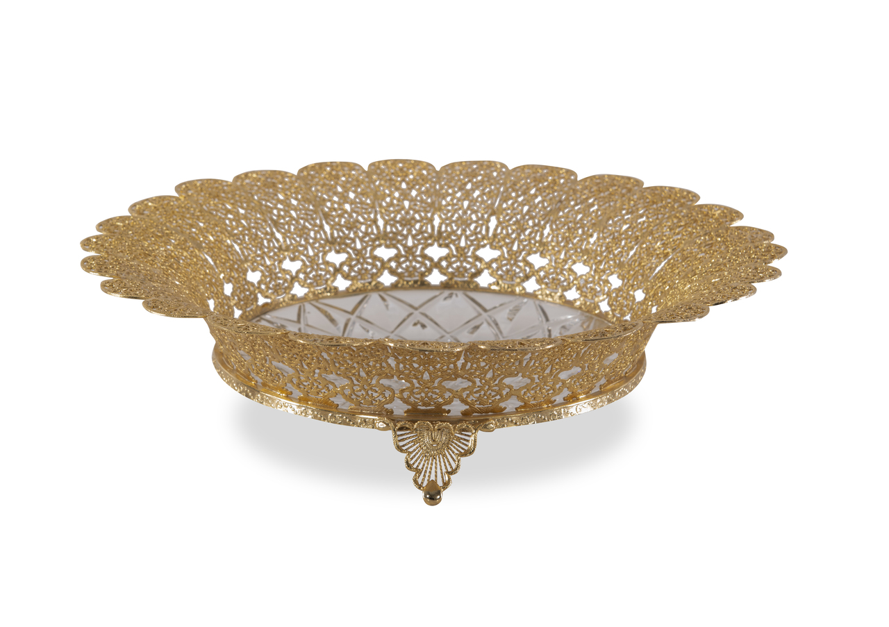 Carved Crystal Bowl In Gold by Maitland-Smith | 1StopBedrooms
