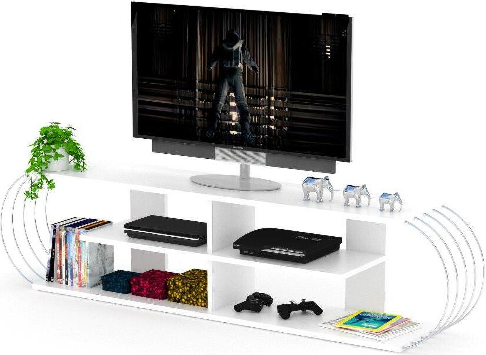 Case Tv Unit In White And Chrome by Furnia | 1StopBedrooms