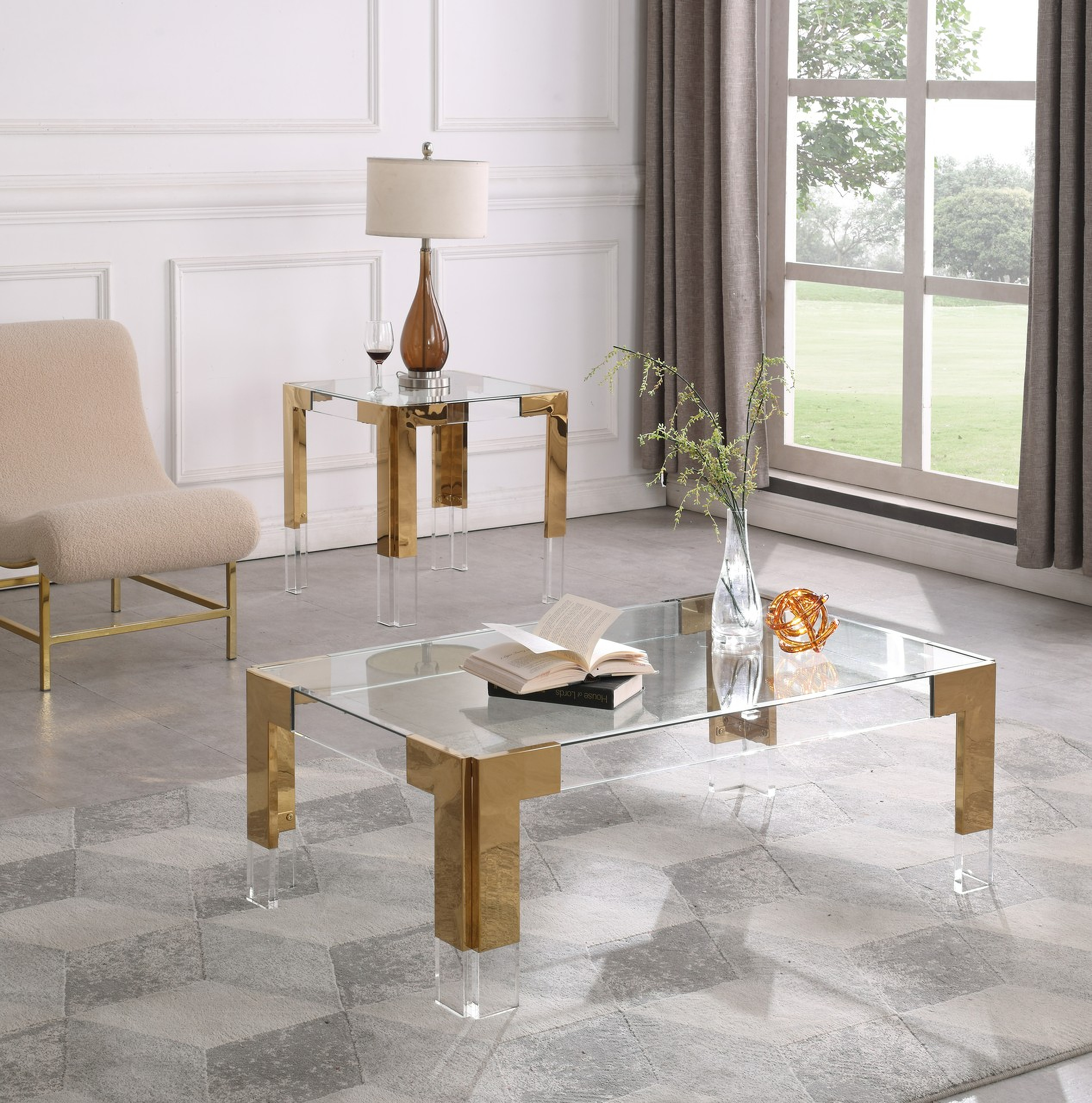 Casper Occasional Table Set In Gold by Meridian | 1StopBedrooms