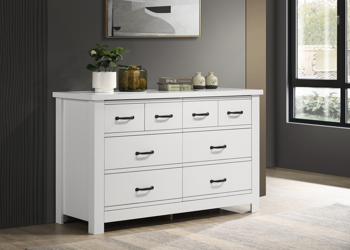 Cassini 51 Inch 6 Drawer Dresser In White by Lilola Home | 1StopBedrooms