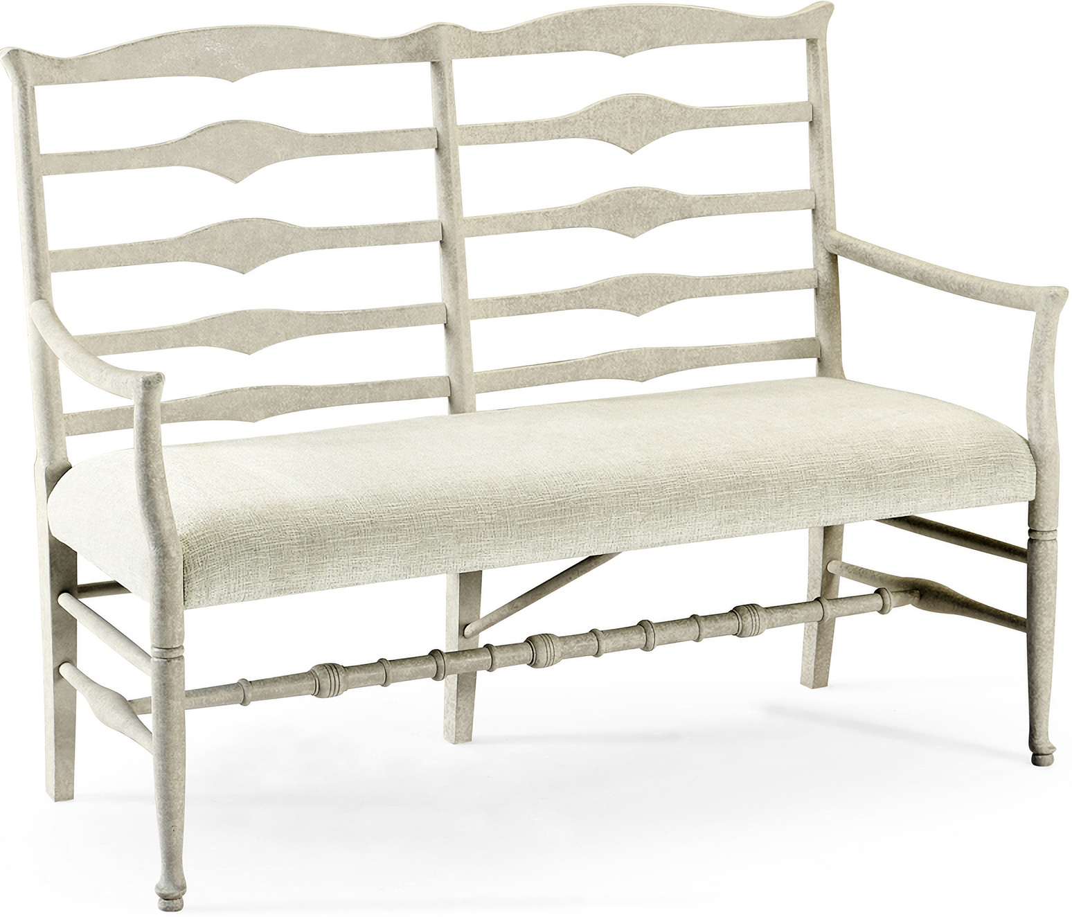 Casual Accents Upholstered Ladderback Bench In White Wash by Jonathan ...