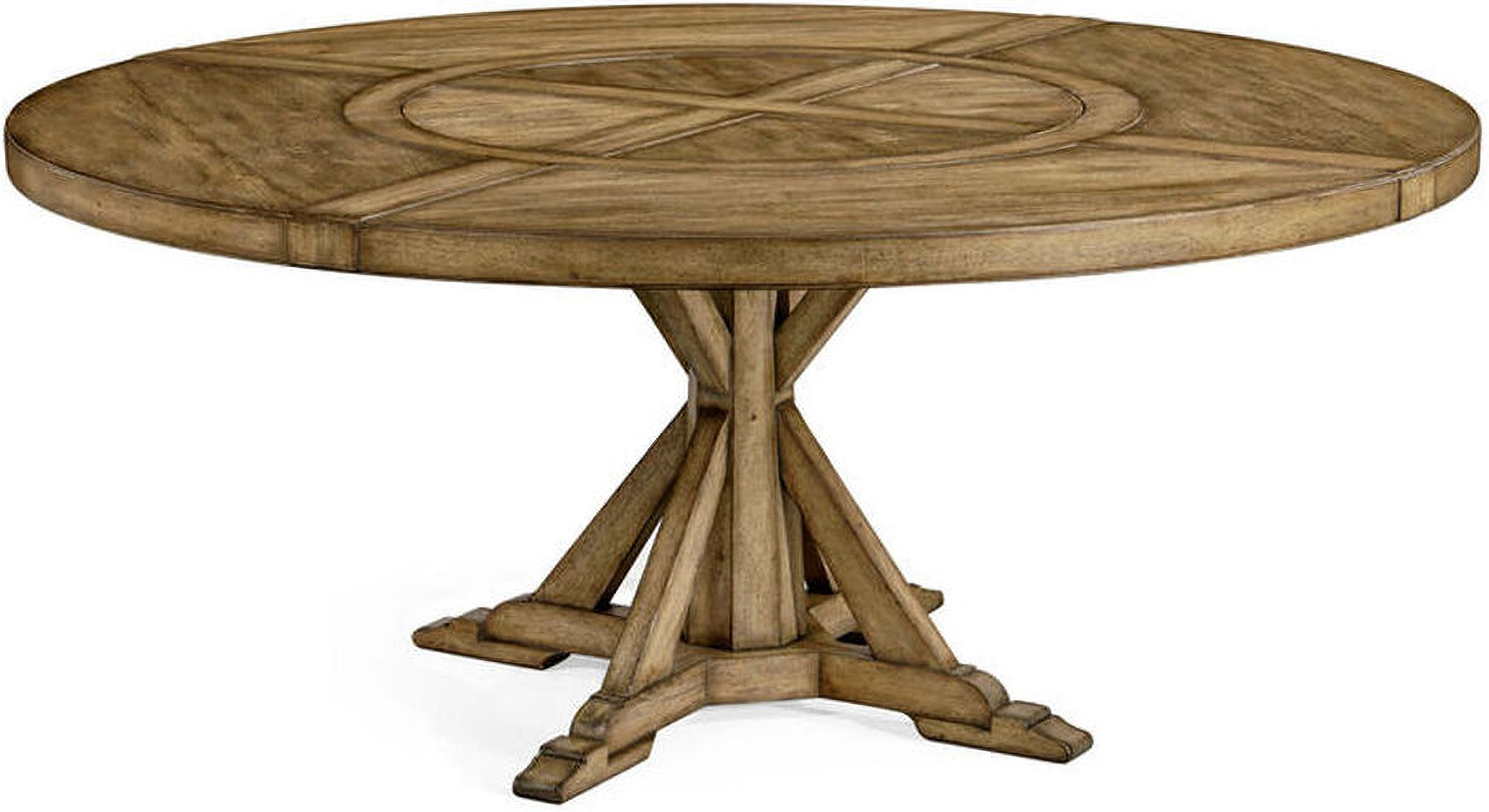 Casually Country 72 Inch Solid Wood Round Dining Table In Medium ...