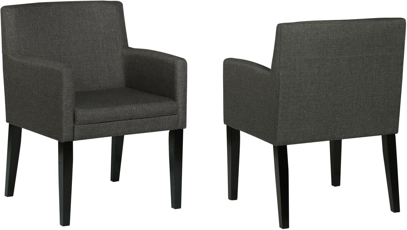 Catherine Upholstered Dining Arm Chair Charcoal Grey and Black Set of 2 ...