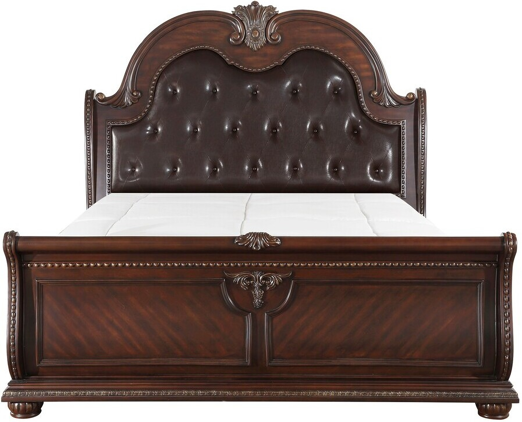 Cavalier Dark Cherry Queen Sleigh Bed by Homelegance | 1StopBedrooms