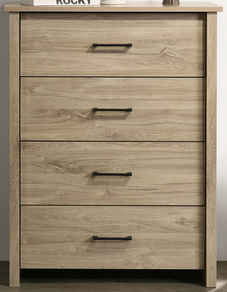 Celeste 32 Inch 4-Drawer Chest with Black Handles In Light Oak by ...