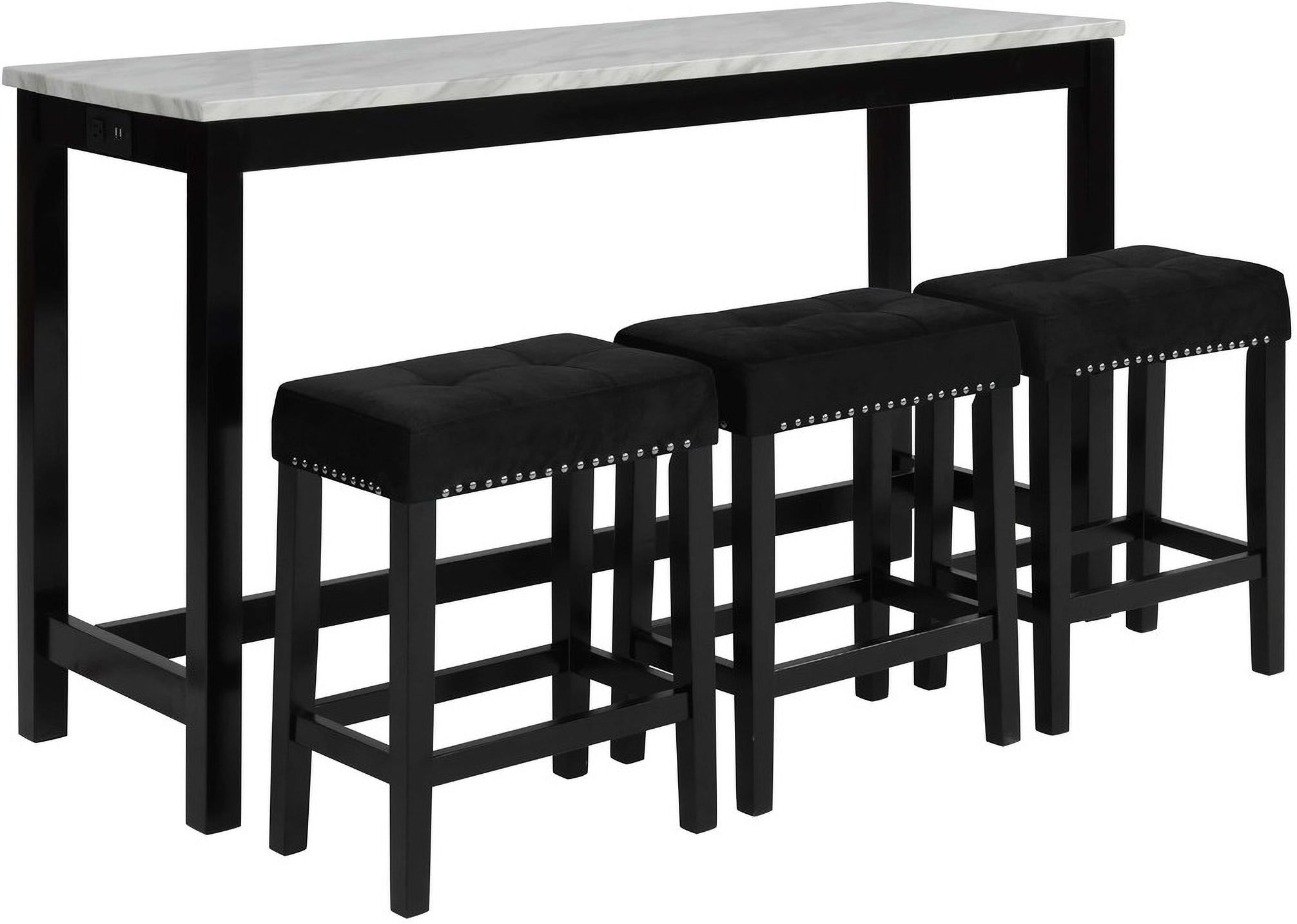 Celeste Theater Bar Table with 3 Stools In Black by New Classic ...