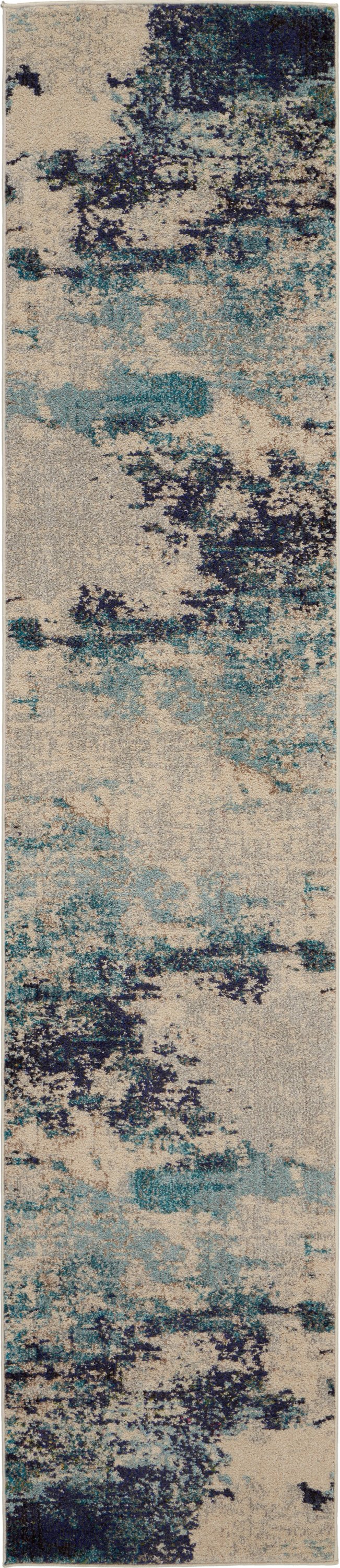 Celestial Ivory and Teal Blue 2'2" x 10' Runner Area Rug by Nourison ...