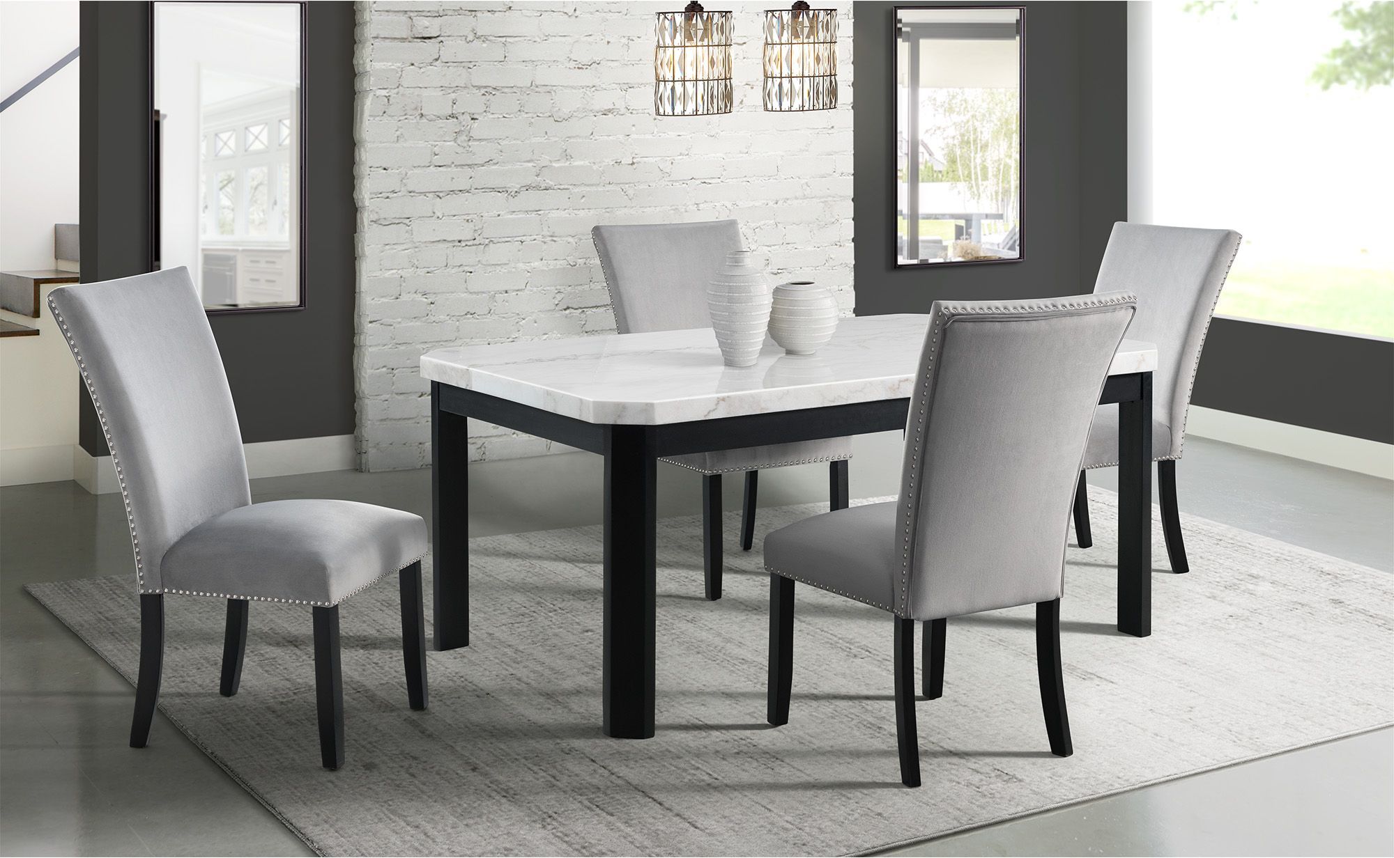 Celine White And Black Dining Room Set by Picket House | 1StopBedrooms