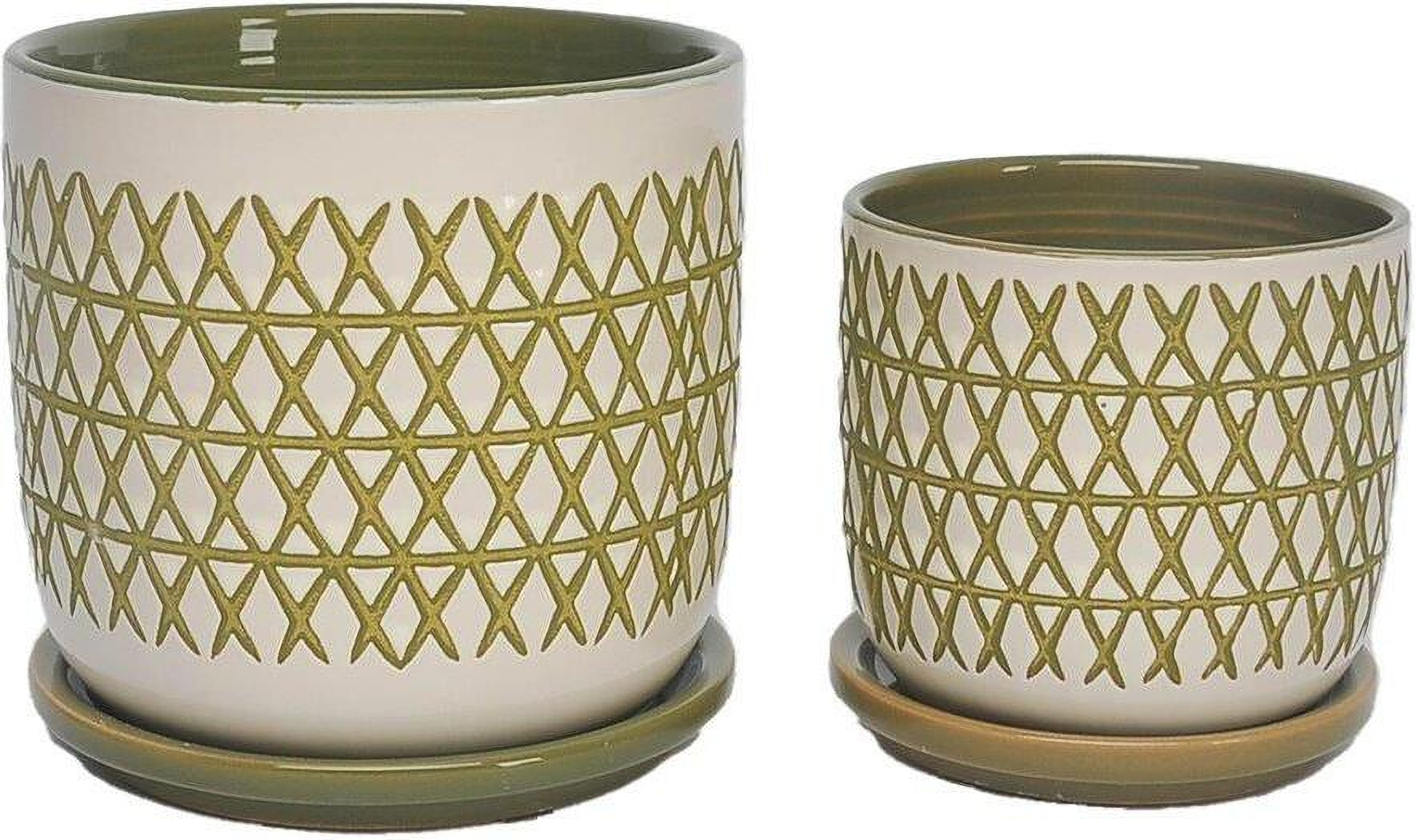 Ceramic 5/6 Inch x -Planter With Saucer Set of 2 In Olive by Sagebrook ...