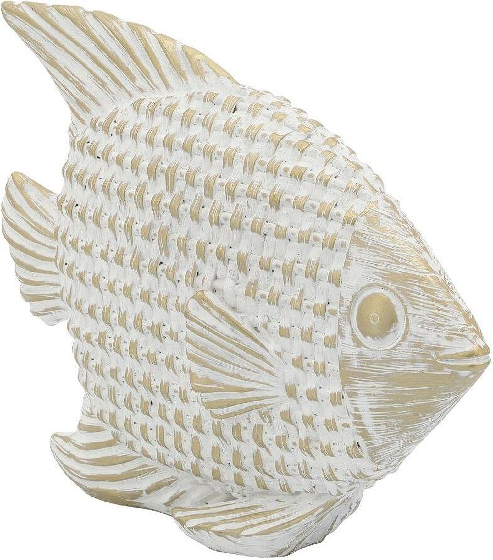 Ceramic 7 Inch Standing Fish Decor In White And Gold by Sagebrook ...