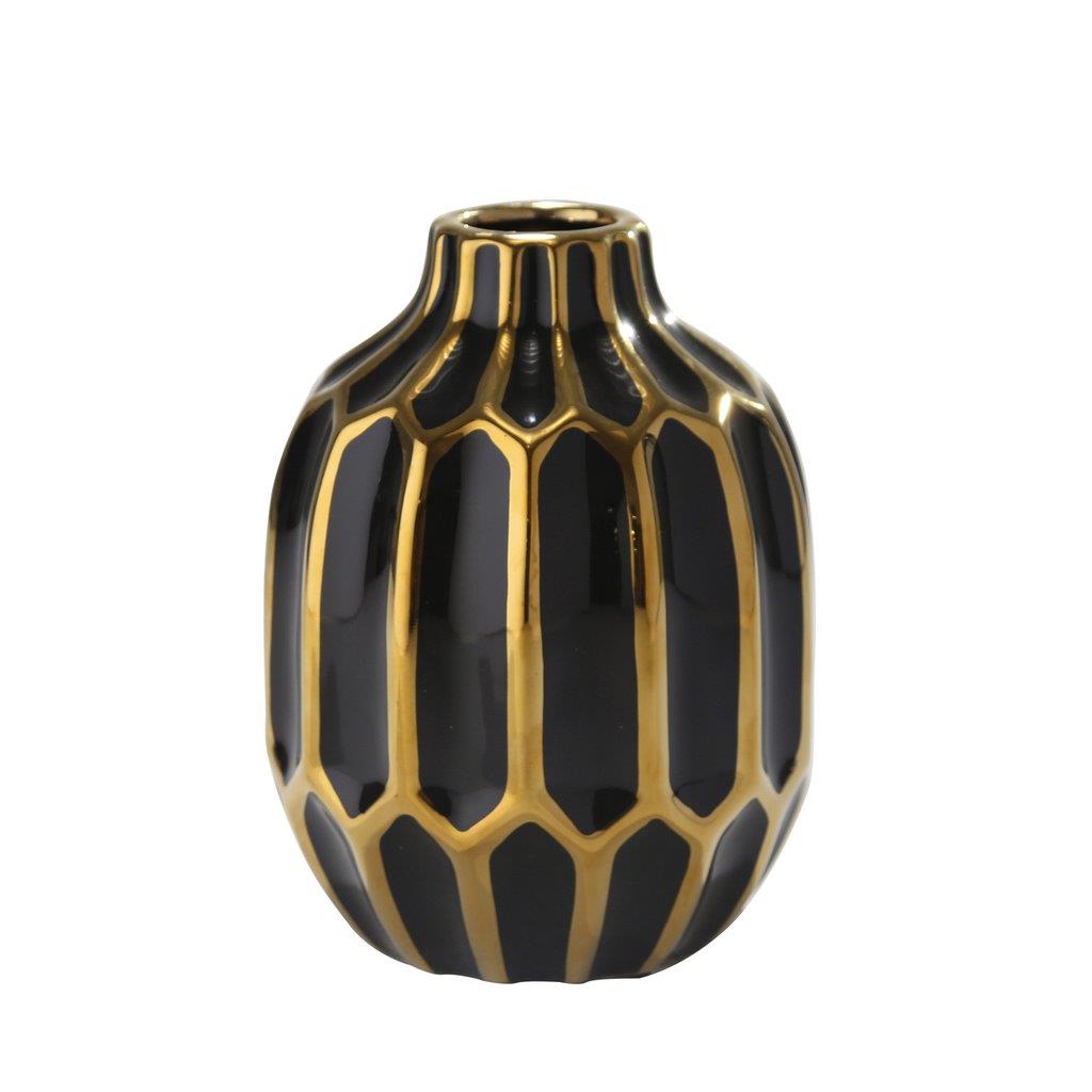 Ceramic 8 Inch Vase In Black And Gold by Sagebrook Home | 1StopBedrooms