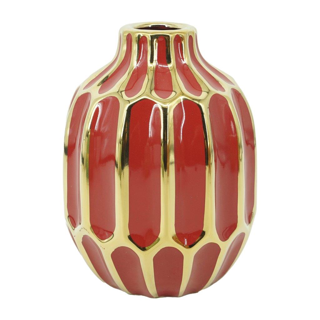 Ceramic 8 Inch Vase In Red And Gold by Sagebrook | 1StopBedrooms