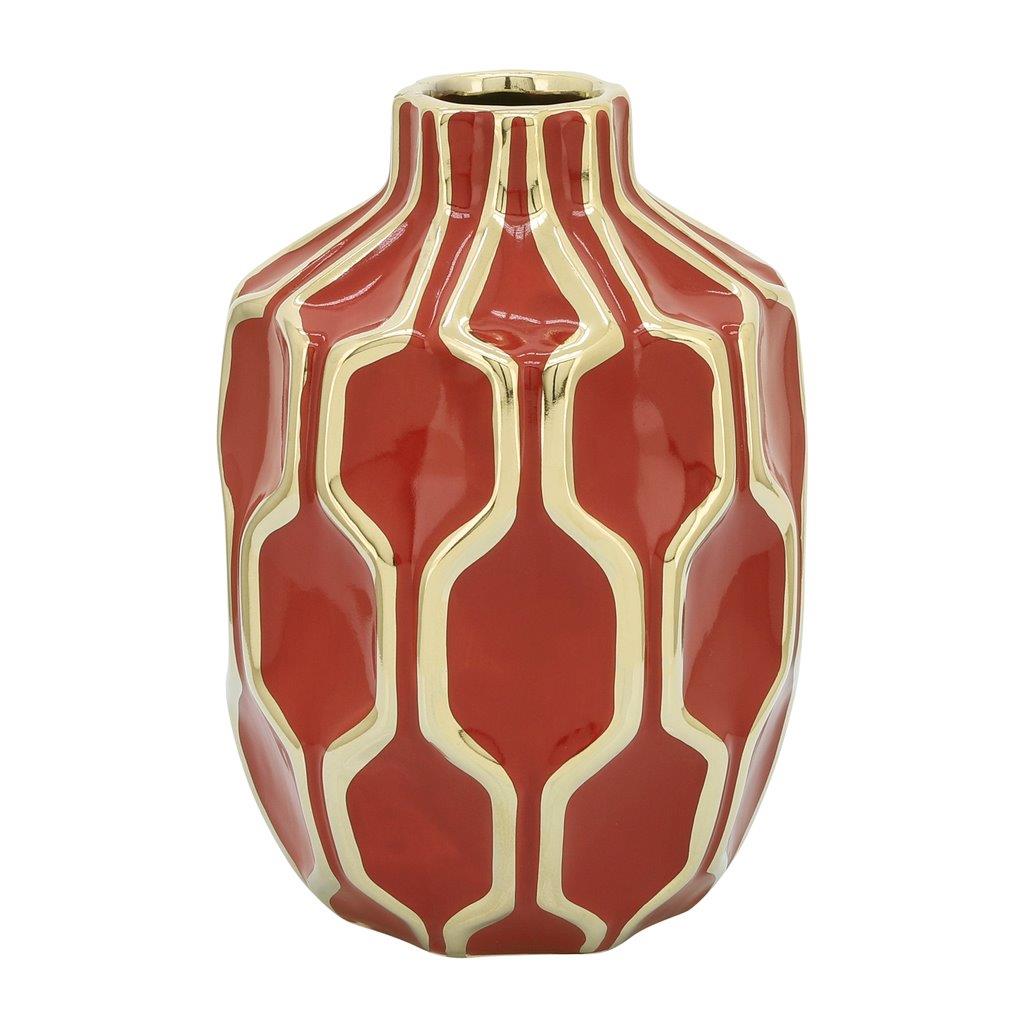 Ceramic 8 Inch Vase In Red And Gold 16465-01 by Sagebrook Home ...