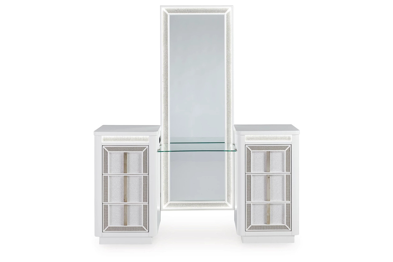 Chalanna Vanity with Mirror In White by Ashley Furniture | 1StopBedrooms