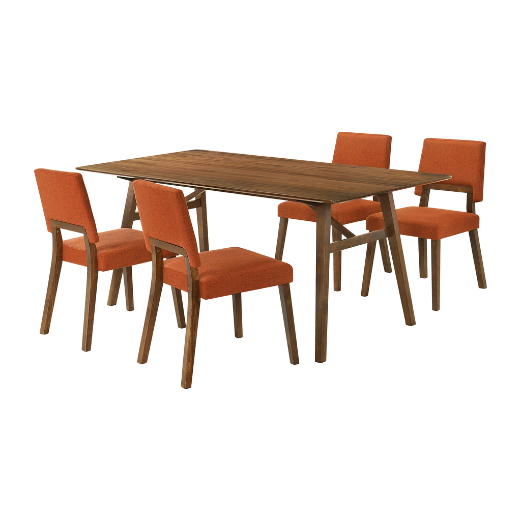 Channell 5 Piece Wood Dining Table Set In Orange by Armen Living ...