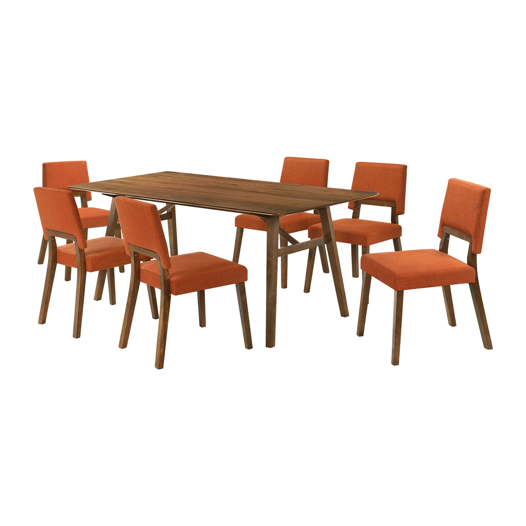 Channell 7 Piece Wood Dining Table Set In Orange by Armen Living ...