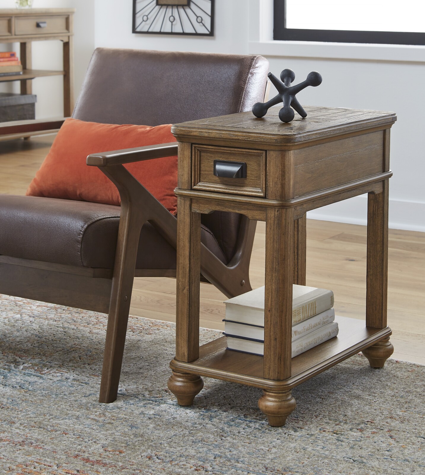 Charleston Wood Chairside End Table In Pecan by Null Furniture ...