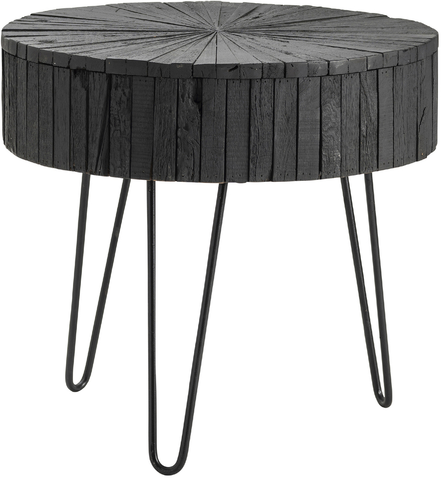 Charred Wood Hairpin Leg End Table In Black by Crestview Collection ...