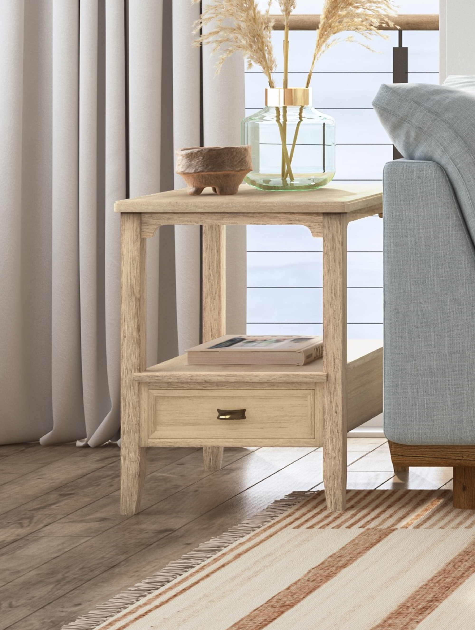 Chatham Brushed Natural Wood Rectangular End Table In Bisque by Null ...