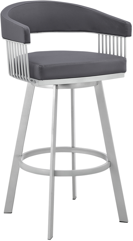 Chelsea 29 Inch Slate Gray Faux Leather and Silver Metal Bar Stool by ...