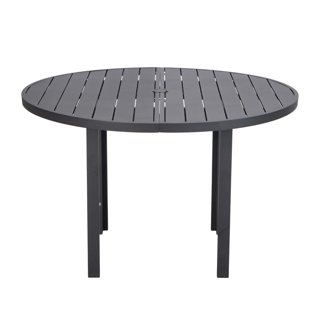Chelsea 60 Inch Round Outdoor Aluminum Dining Table In Black by ...