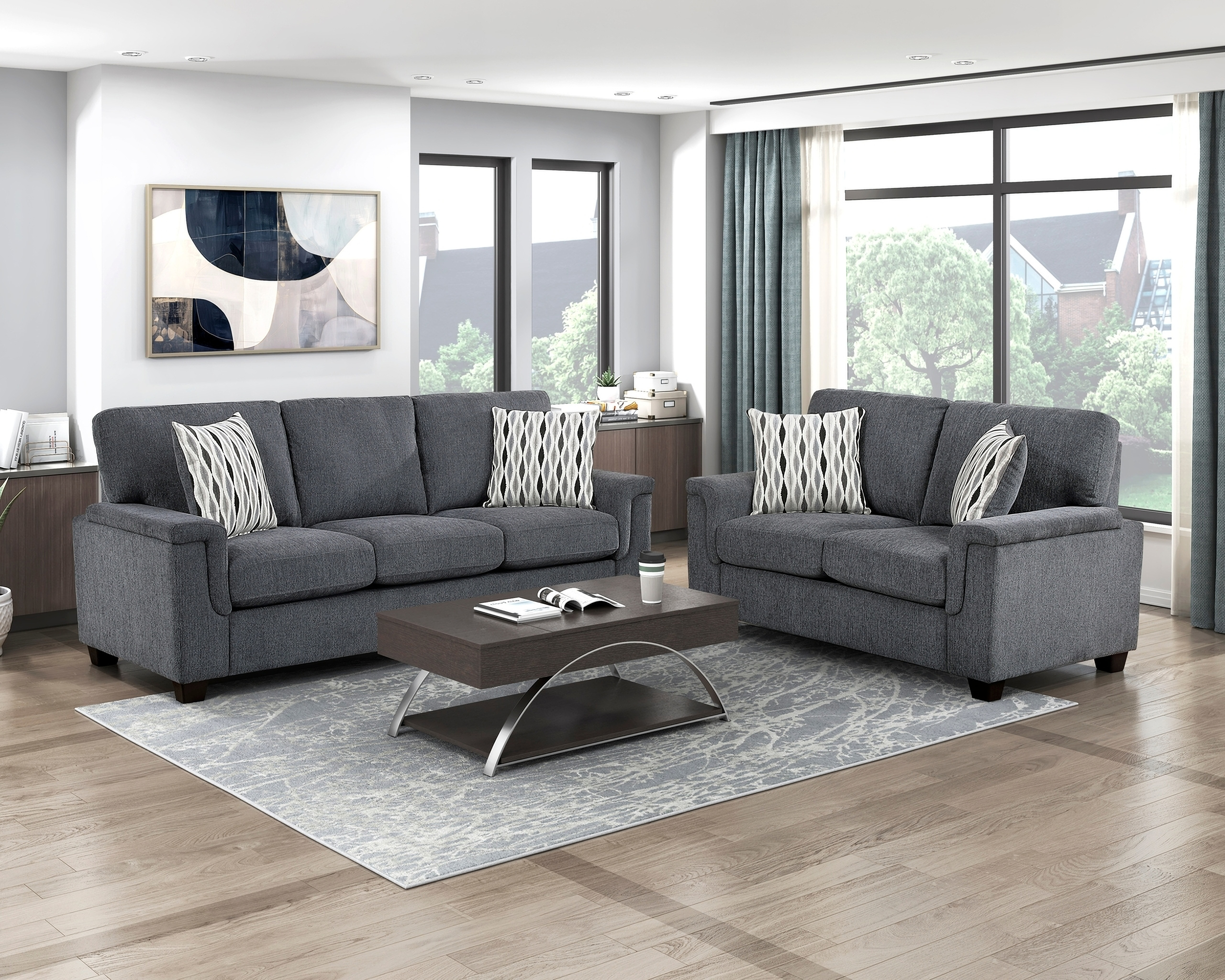 Chelsea Living Room Set In Dark Gray by Homelegance | 1StopBedrooms