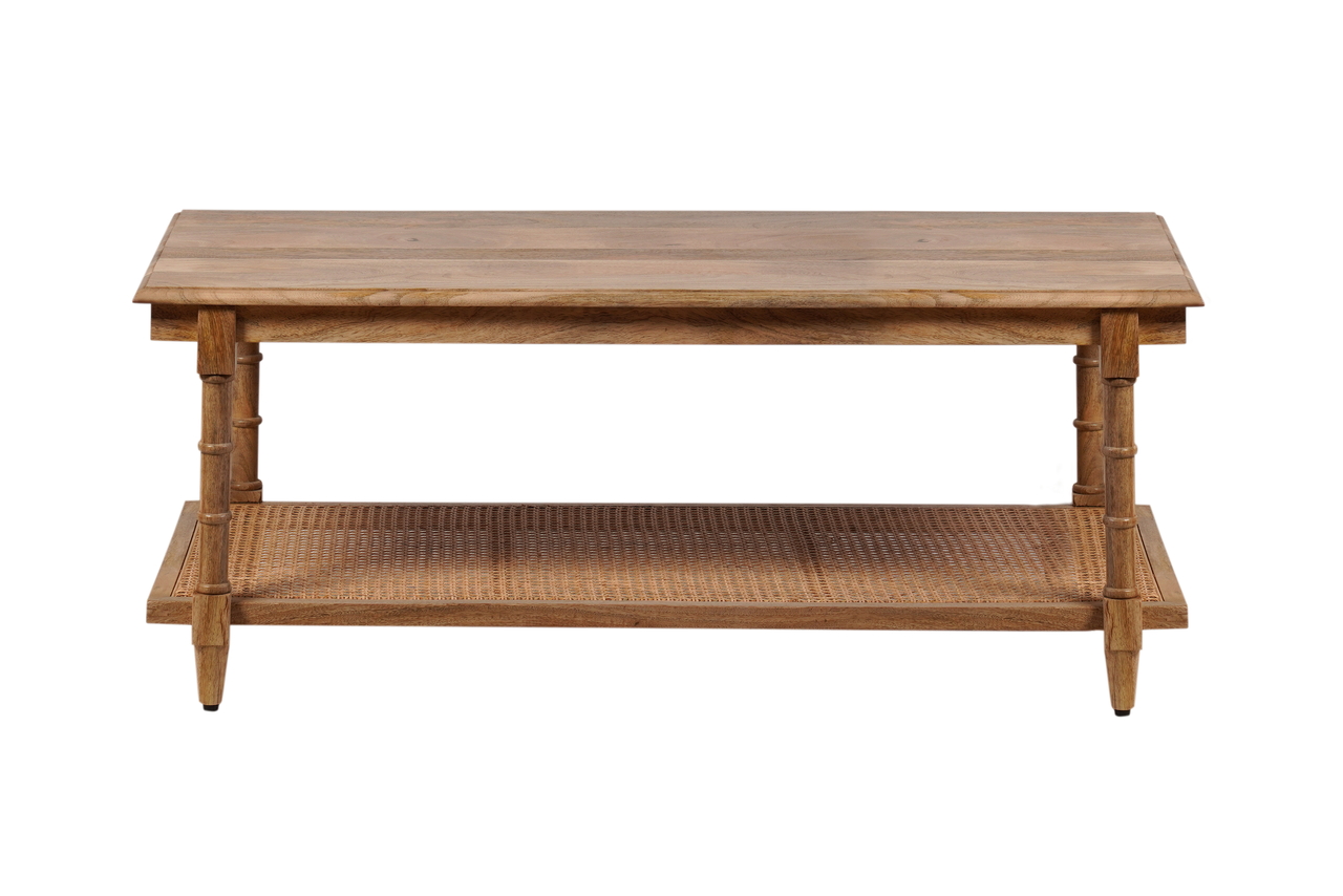 Chesterfield Wood and Cane Coffee Table In Natural by Carolina Living ...