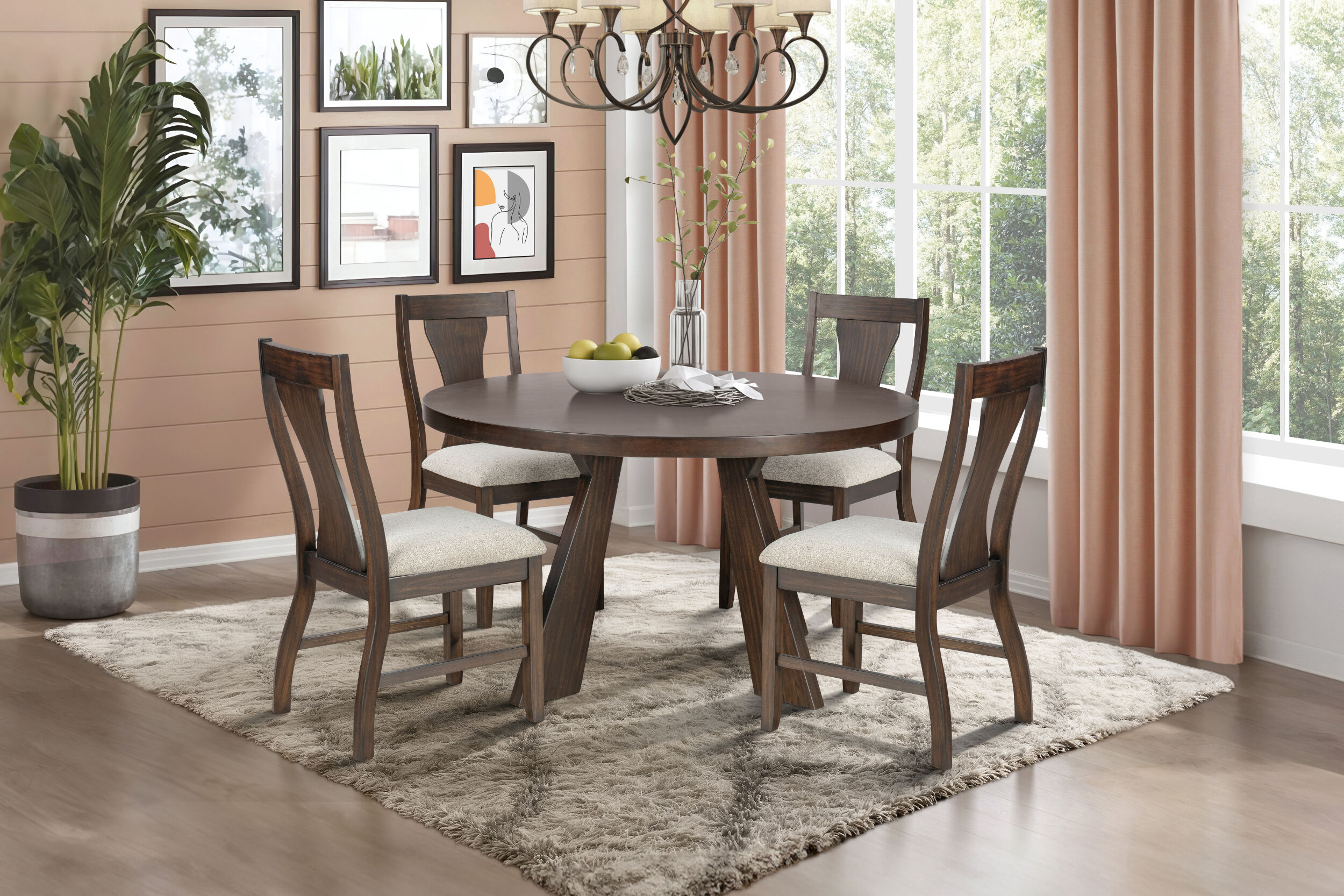 Chestnut Ridge 47 Inch Round Dining Set In Brown by New Classic ...