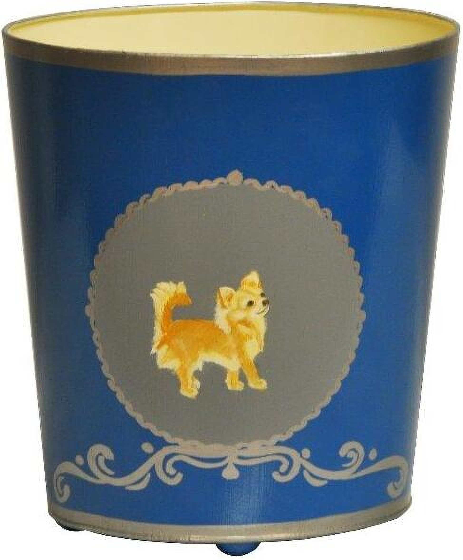 Chihuahua Blue Wastebasket by Worlds Away | 1StopBedrooms