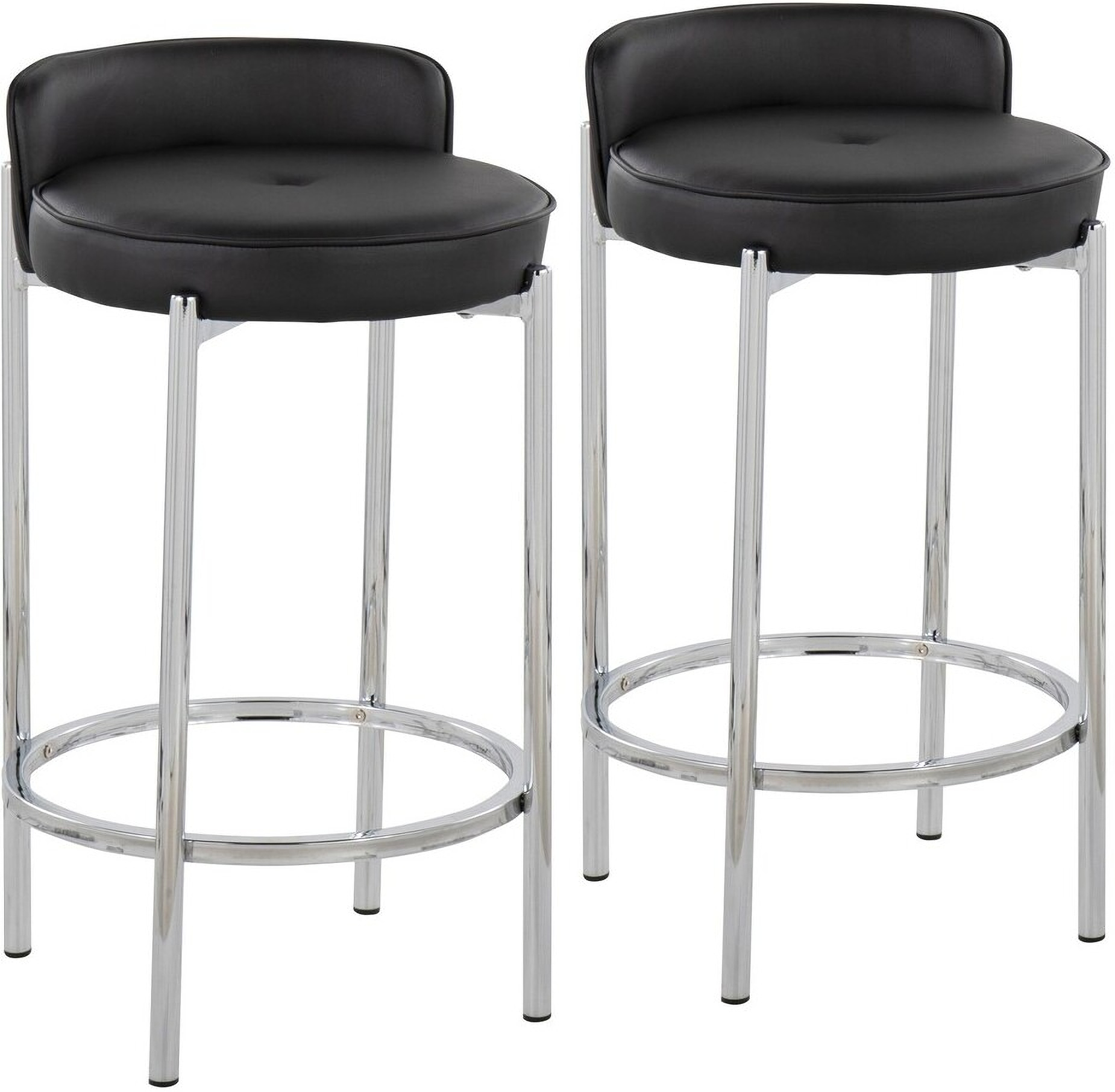 Chloe Counter Stool Set of 2 In Black/Chrome by Lumisource | 1StopBedrooms