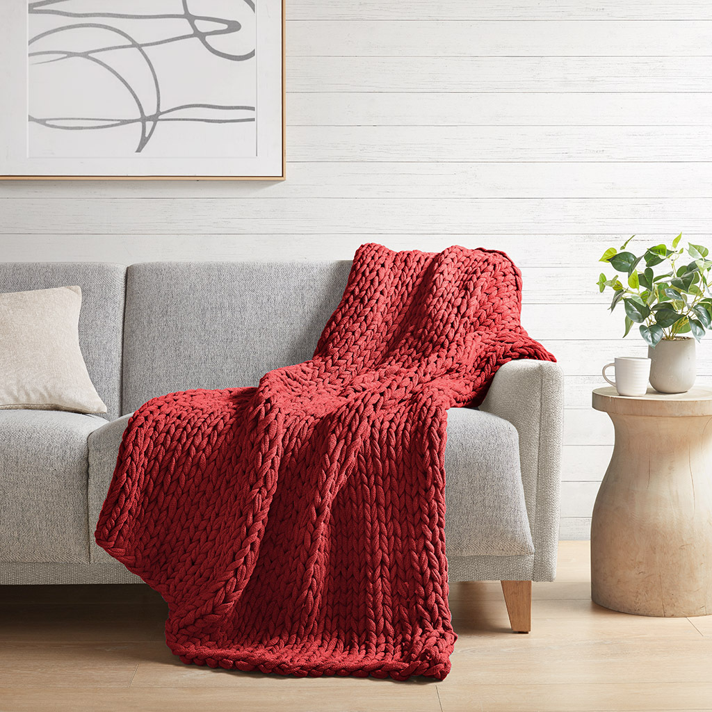 Chunky Double Knit Hand Made Chunky Double Knit Throw Blanket In Red by ...