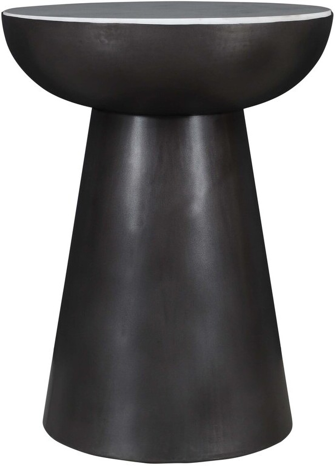 Circularity 18 Inch Round Pedestal End Table In White and Gunmetal by ...
