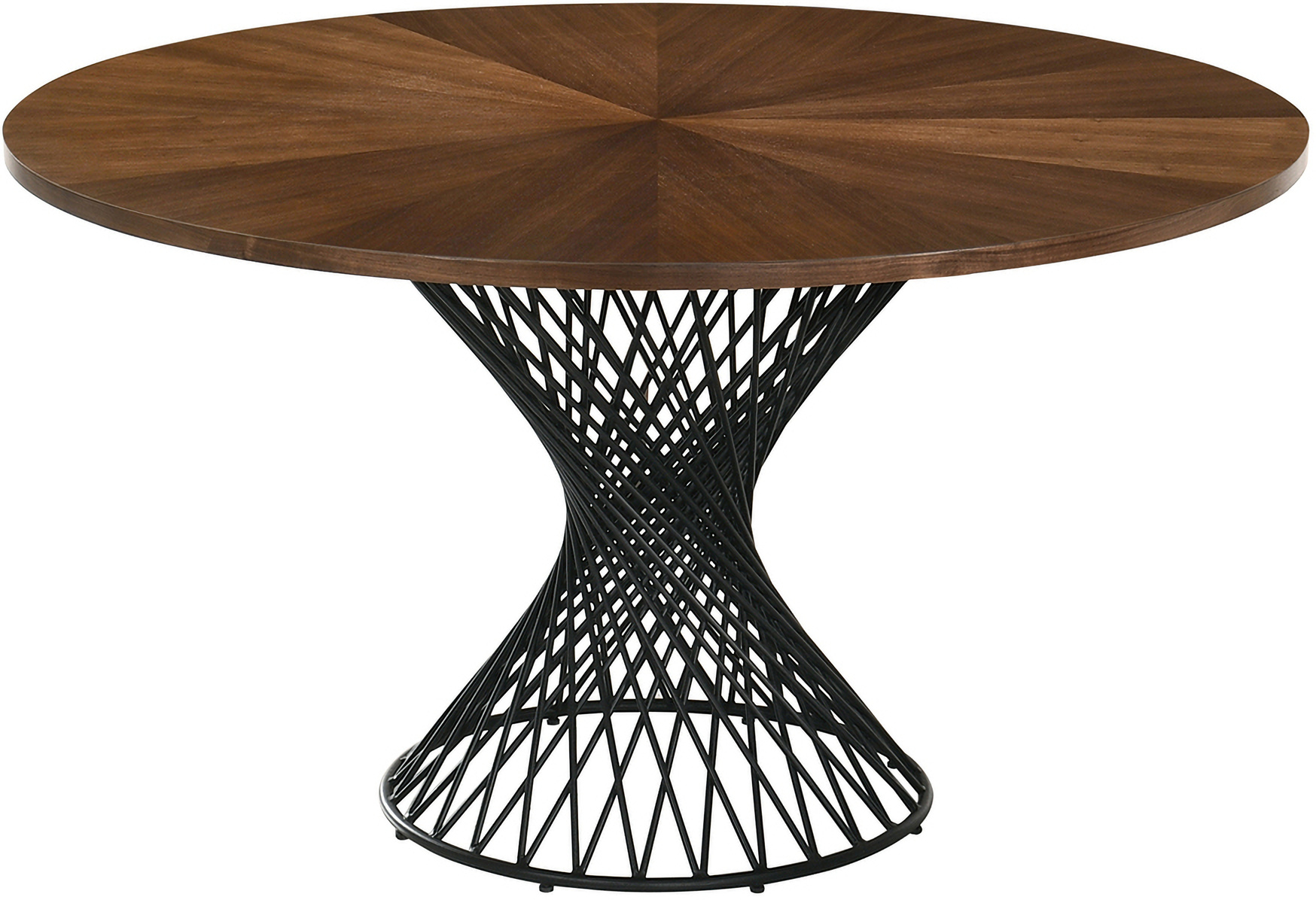 Cirque 54 Inch Round Walnut Wood and Metal Pedestal Dining Table by ...
