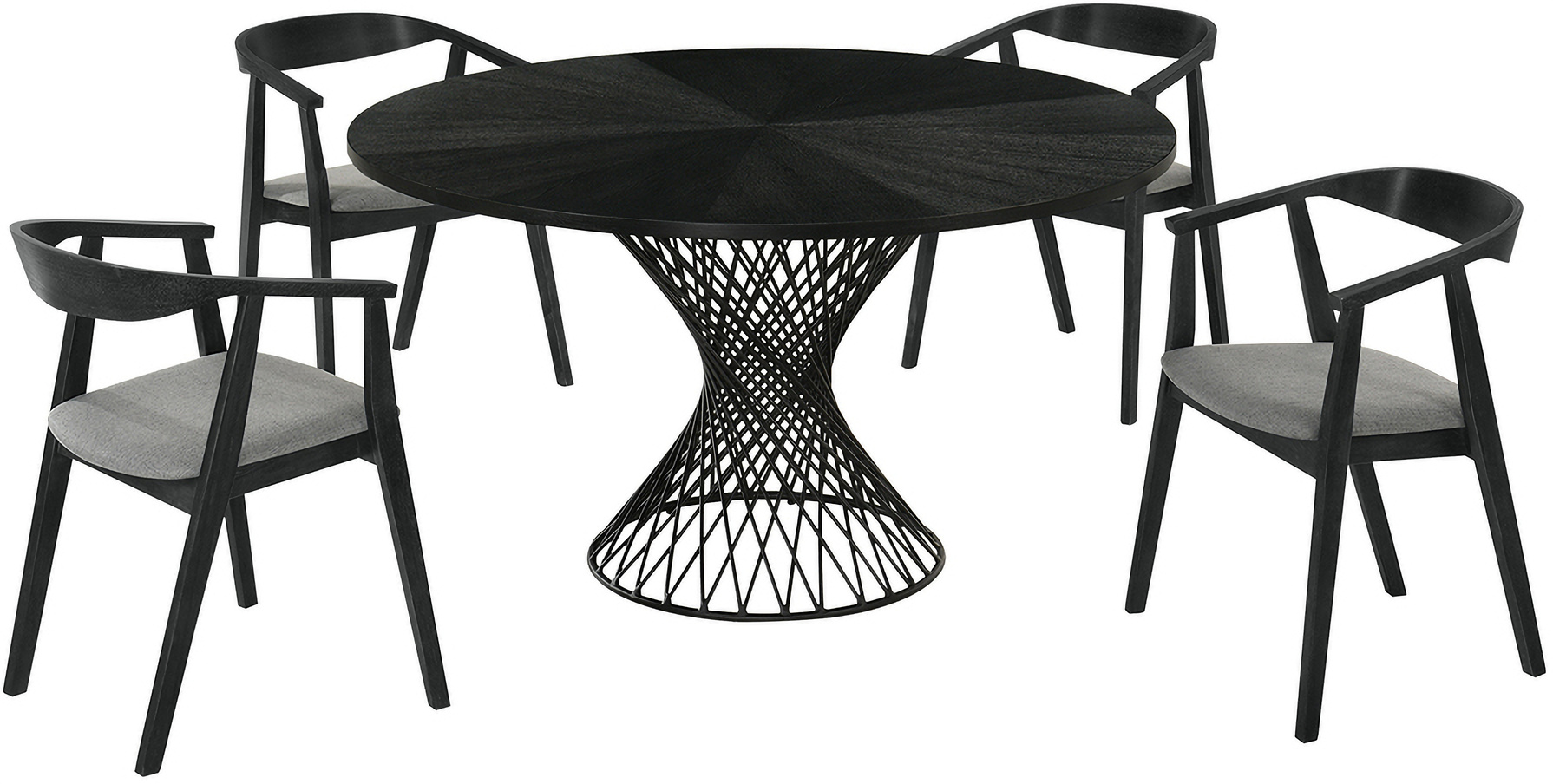 Cirque Santana 5 Piece Wood Dining Table Set In Black by Armen Living ...