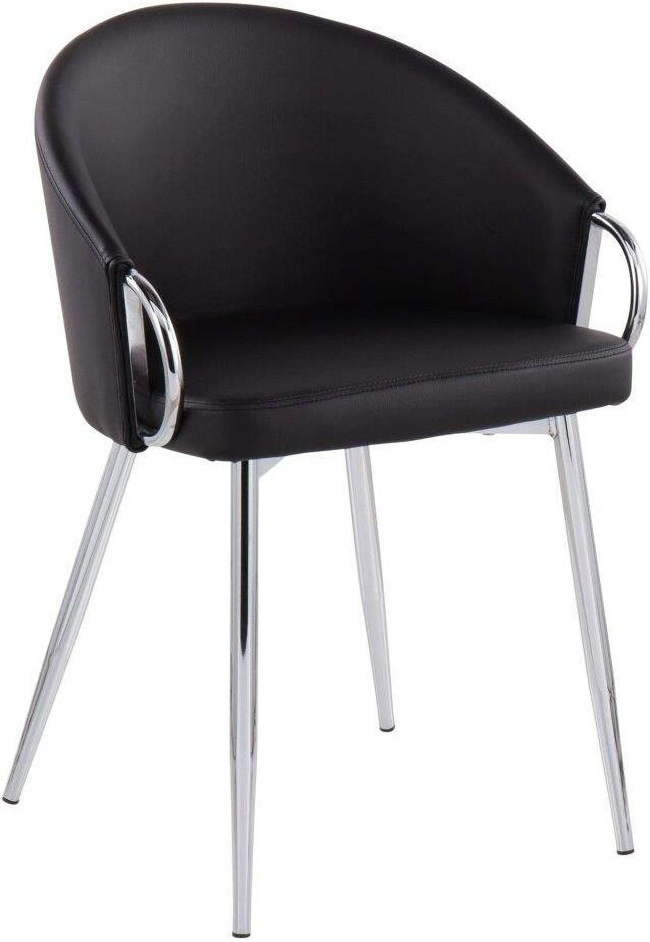 Claire Contemporary/Glam Chair In Silver Metal And Black Faux Leather ...