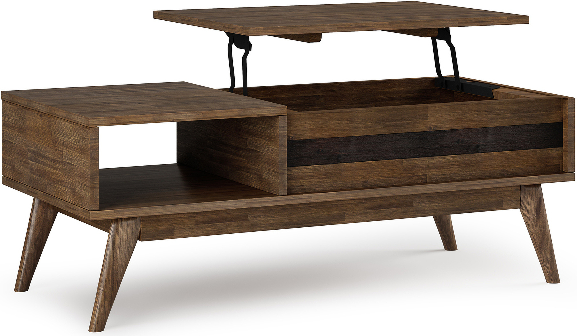 Clarkson Solid Acacia Wood Lift Top Coffee Table In Rustic Natural Aged ...