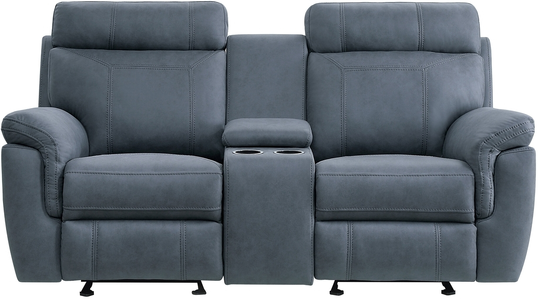 Clifton Blue Double Glider Reclining Loveseat With Center Console by ...