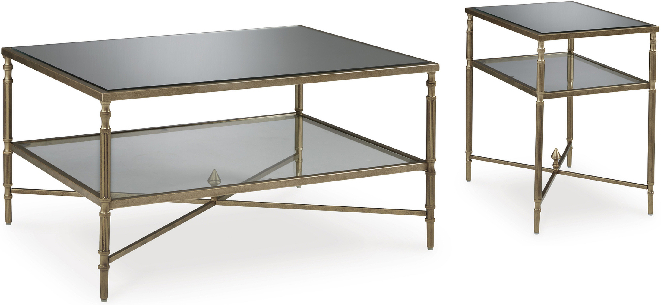 Cloverty Occasional Table Set In Gold by Ashley Furniture | 1StopBedrooms