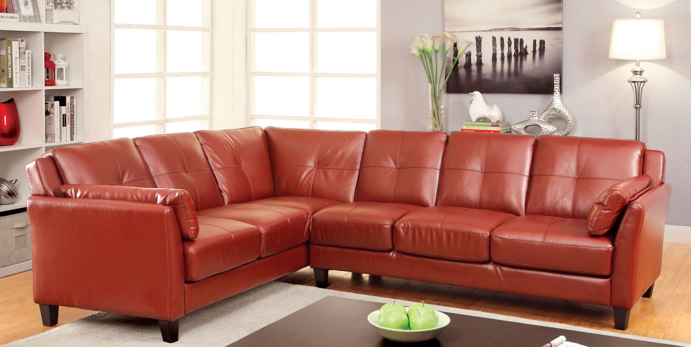 Peever Mahogany Red Sectional by Furniture of America | 1StopBedrooms