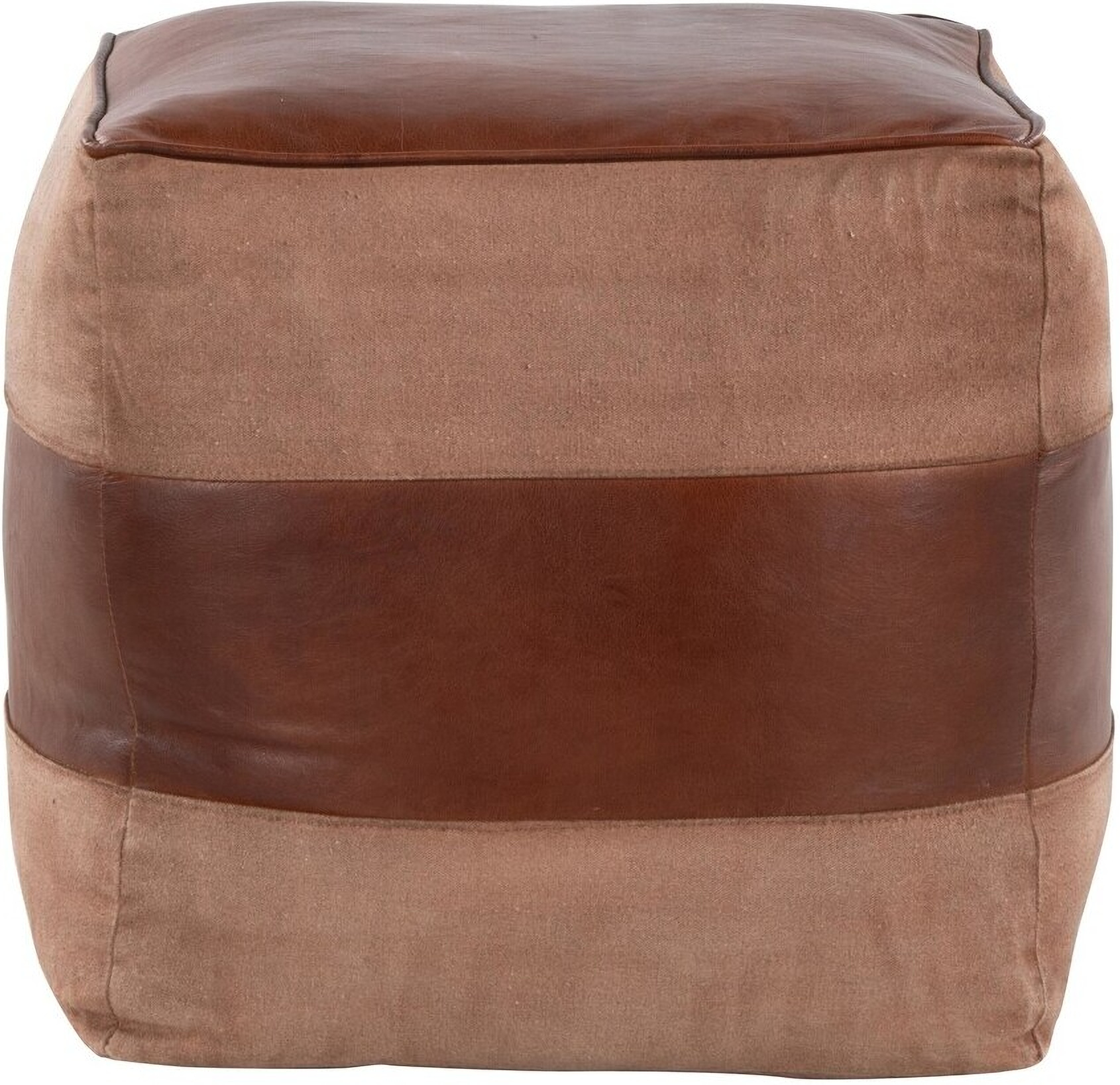 Cobbler Canvas Pouf In Tan and Espresso by Lumisource | 1StopBedrooms
