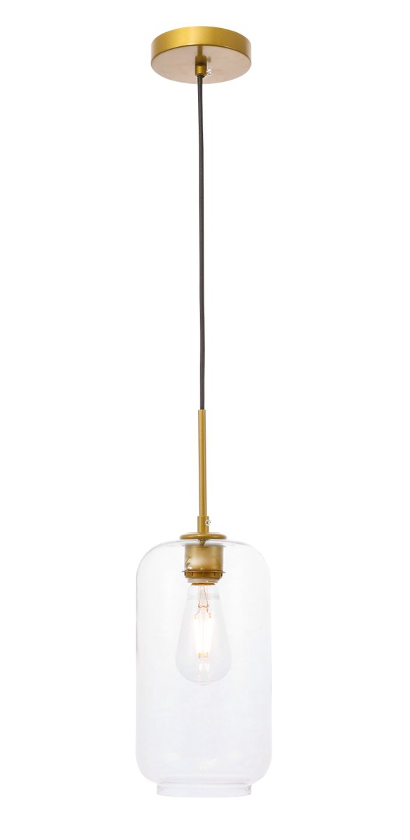 Collier 1 Light Brass And Clear Glass Pendant LD2276BR by Elegant ...