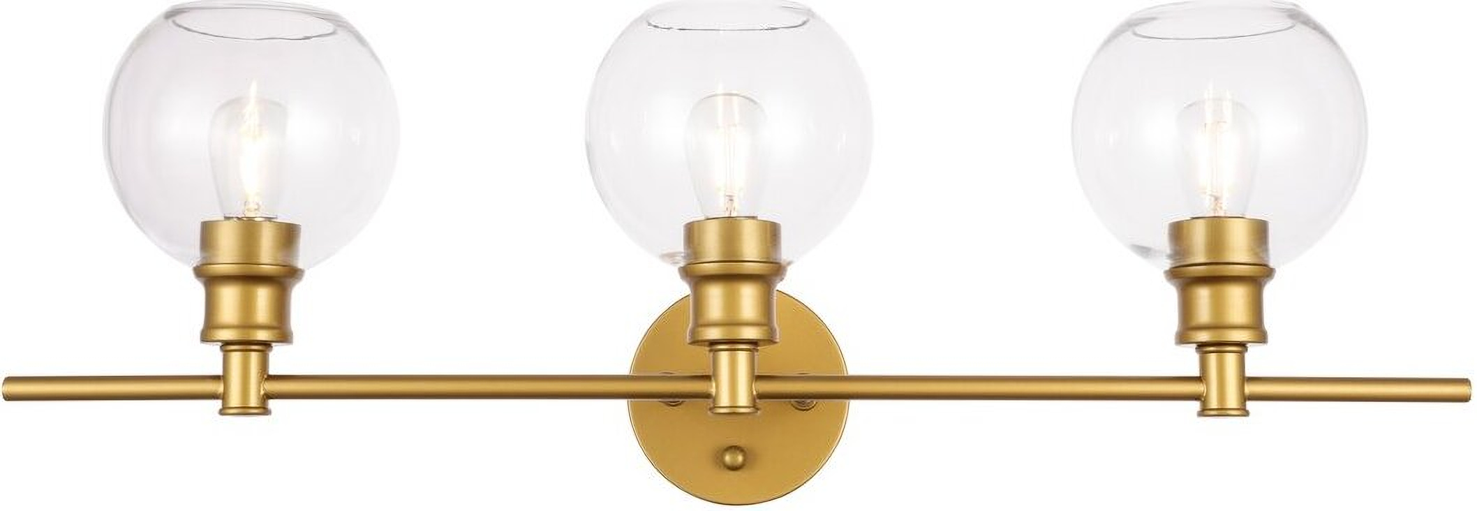 Collier 3 Light Brass And Clear Glass Wall Sconce by Elegant Lighting ...