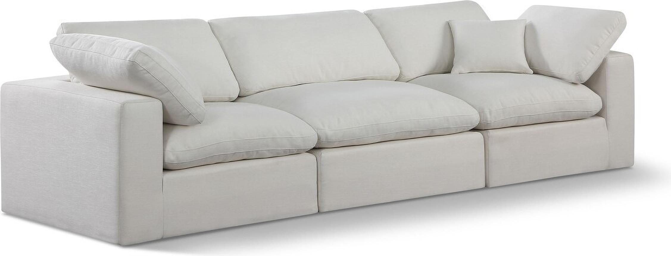 Comfy Linen Textured Fabric 3 Seater Modular Sofa with Arm Support In ...