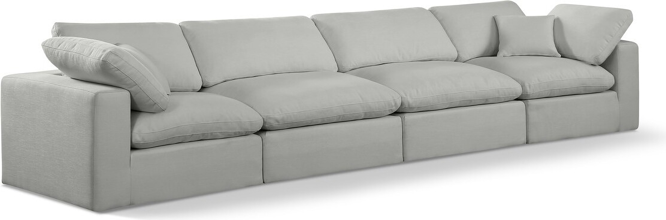 Comfy Linen Textured Fabric 4 Seater Modular Sofa with Arm Support In ...