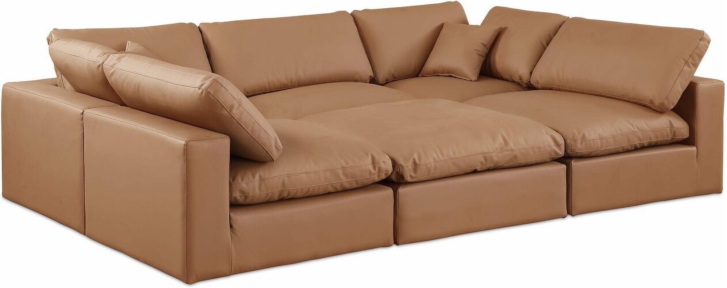 Comfy Vegan Leather Modular Sectional In Cognac by Meridian | 1StopBedrooms