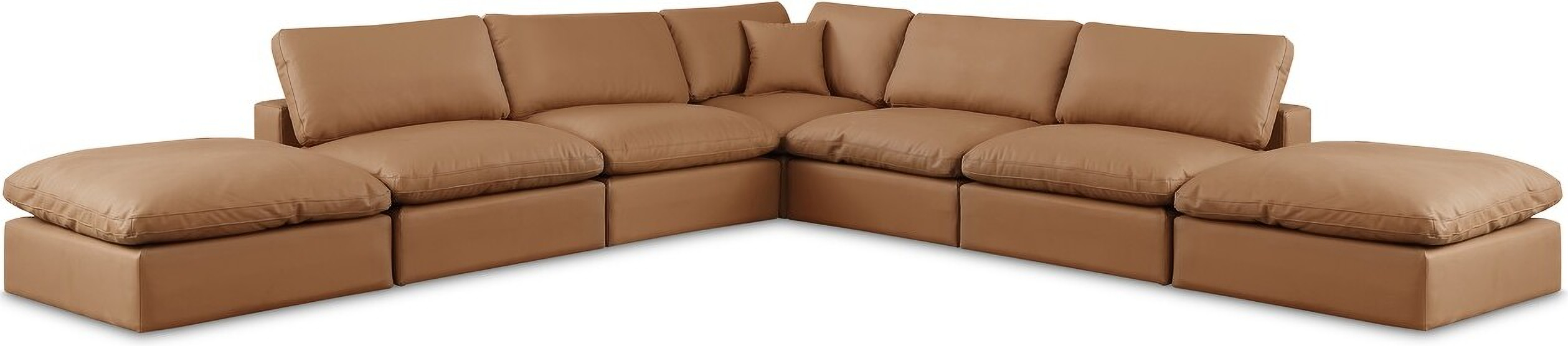 Comfy Vegan Leather Modular Sectional In Cognac by Meridian | 1StopBedrooms