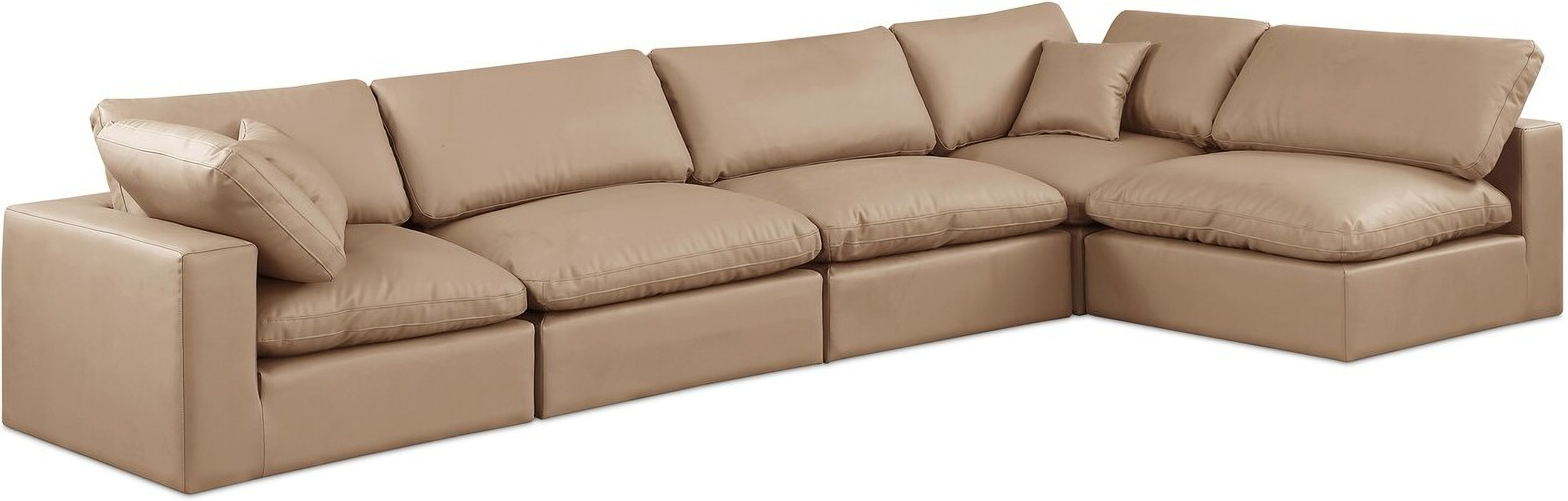 Comfy Vegan Leather Modular Sectional In Tan by Meridian | 1StopBedrooms