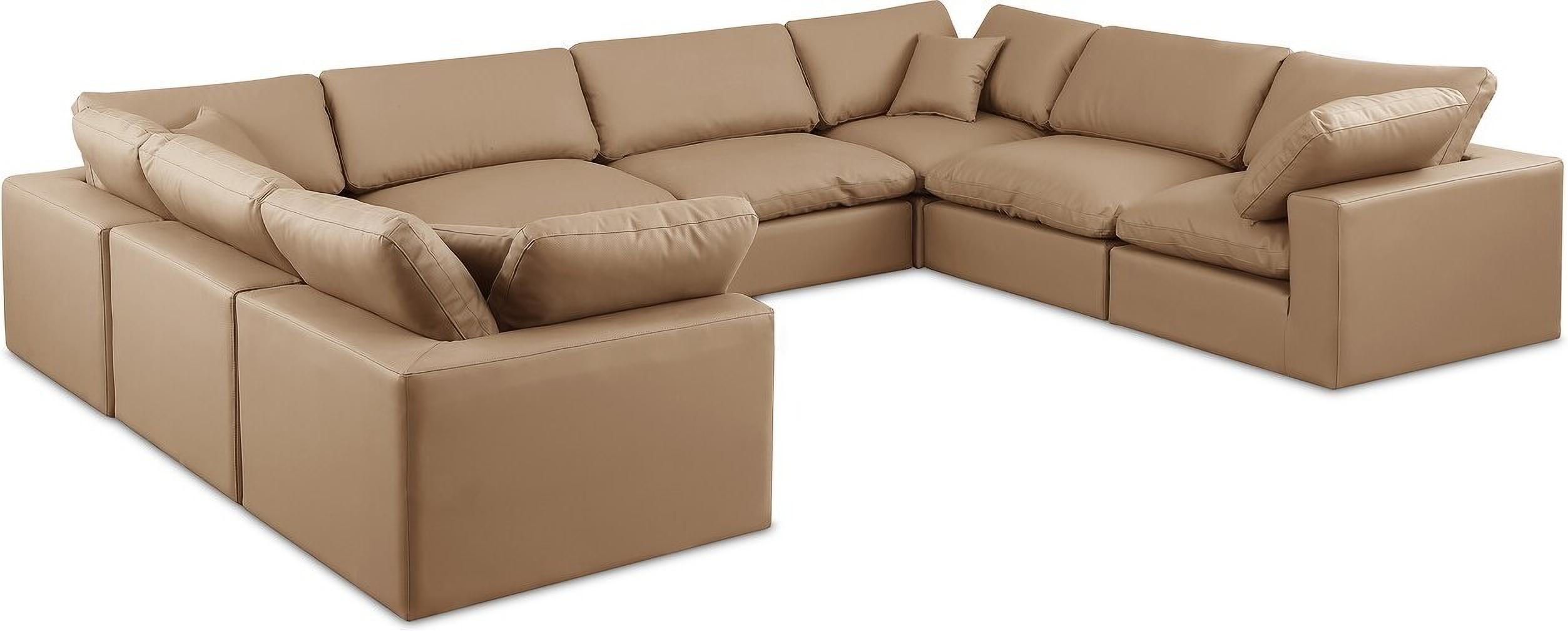 Comfy Vegan Leather 8 Piece Modular Sectional In Tan and Espresso by ...